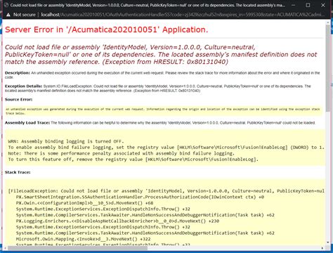 Got Error When Work With Acumatica R Build Issue Acumatica Acumatica