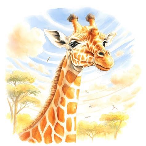 Premium AI Image A Realistic Drawing Of A Giraffe Masterfully Created With Colored Pencils