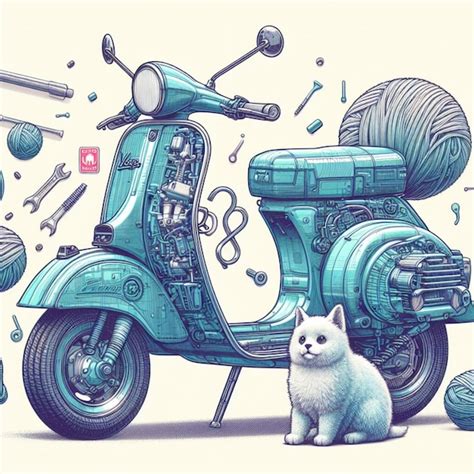 Premium Ai Image Isometric View Of Steampunk Moped 60s Style