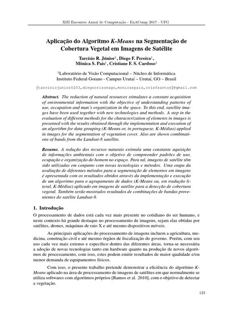 aplicação do algoritmo k means na segmentação de cobertura vegetal em