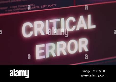 critical error message flashing on screen with hacking alert system
