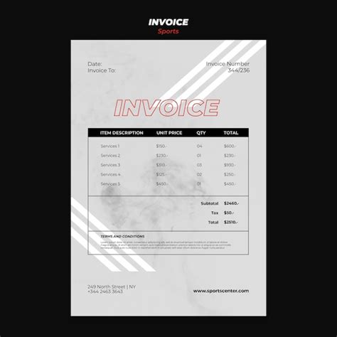 Premium Psd Gym And Sport Invoice Template
