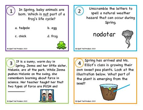 Grade 3 Springtime Science Task Cards Classful