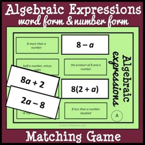 Translating Writing Algebraic Expressions Activity Writing Numerical