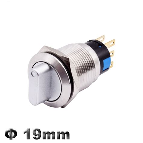 19mm 2 3 Position Metal Selector Rotary Switch Latching Push Button Switch Spdt With 12v 220v