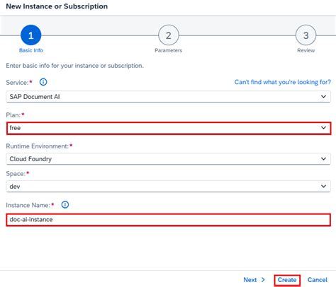 Use Free Tier To Create A Service Instance For Sap Document Ai Sap