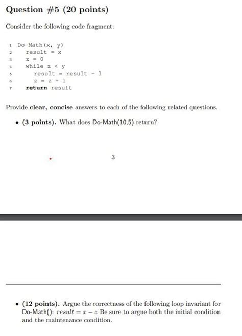 Solved Question 5 20 Points Consider The Following Code