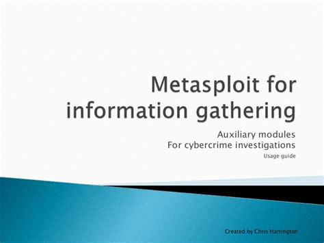 metasploit for information gathering