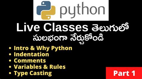 Python Live Full Courses Classes For Beginners In Telugu Part 1 Sai
