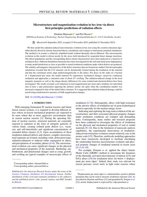 Pdf Microstructure And Magnetization Evolution In Bcc Iron Via Direct First Principles