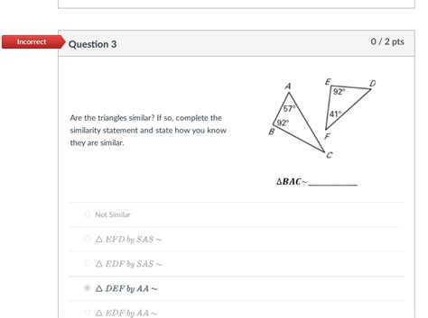 Solved Are The Triangles Similar If So Complete The