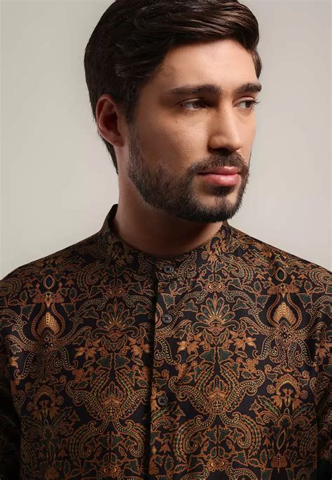 Jual Moc Moc Kemeja Koko Lengan Panjang Pria Slim Fit Vikrana Black