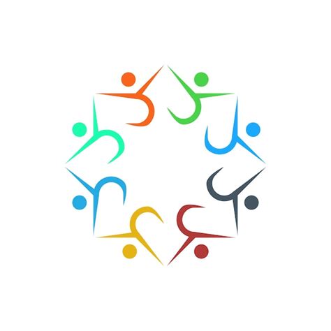 유니티 컬러풀 로고 디자인 템플릿 프리미엄 벡터