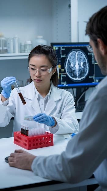 Pharmaceutical Research Laboratory Female Asian Doctor Working With