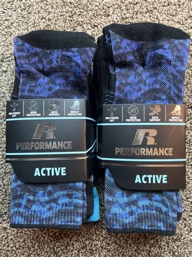 Russell Performance Active Odor Protection Crew Socks 3 Pack Size M