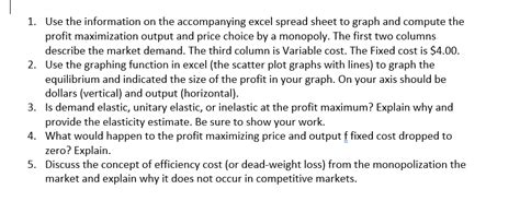 Solved 1 Use The Information On The Accompanying Excel