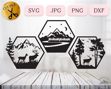 Hexagon Tiles Svg Woodland Deer Svg Geometric Nature Svg Cricut
