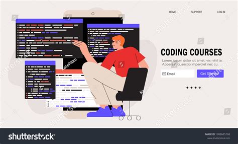 Programmer Working On Web Development On Stock Vector Royalty Free 1908685768 Shutterstock