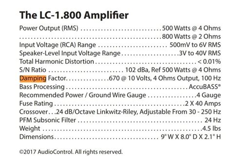 Understanding Damping Factor On Amplifiers Spec Sheet Rcarav