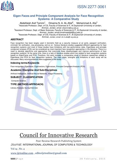 Pdf Eigen Faces And Principle Component Analysis For Face Recognition