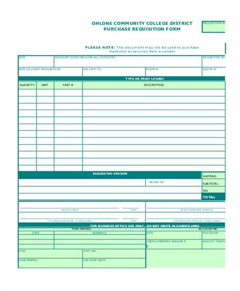 Parts Requisition Form Excel