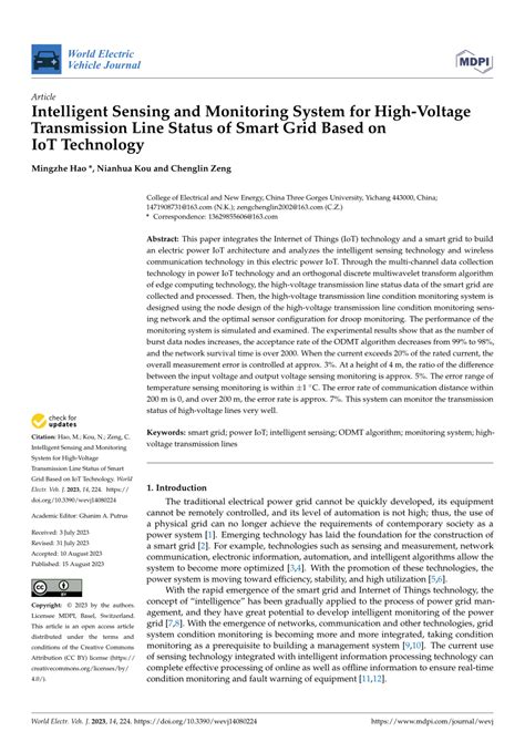 PDF Intelligent Sensing And Monitoring System For High Voltage Transmission Line Status Of
