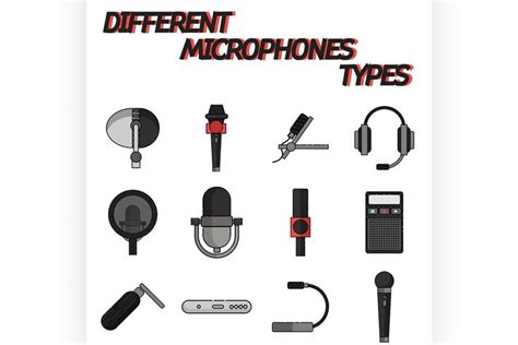 Different Microphones Types Microphone Icon Flat Icons Set Microphones