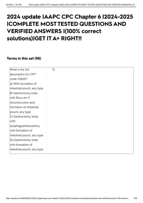 2024 Update Aapc Cpc Chapter 6 Complete Most Tested Questions And Verified Answers 100