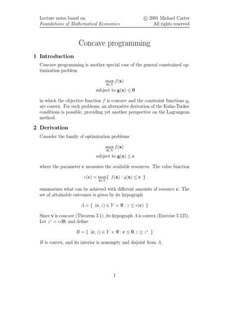 Concave Programming Pdf Mathematical Economics Mathematical