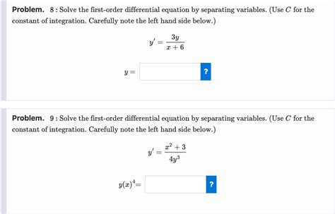 Solved Problem Solve The First Order Differential Chegg