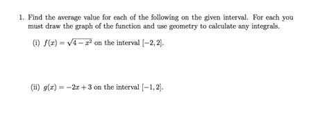 Solved Find The Average Value For Each Of The Following Chegg