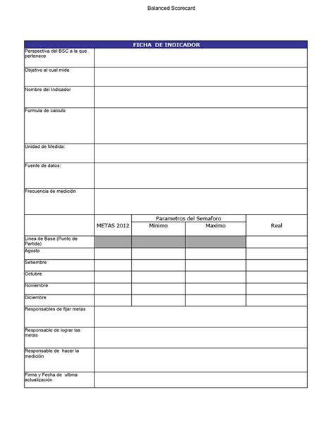5 Ficha De Indicador Descargar Gratis Pdf Medición Logística