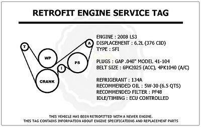 2008 Ls3 62l Corvette Retrofit Engine Service Tag Belt Routing Diagram