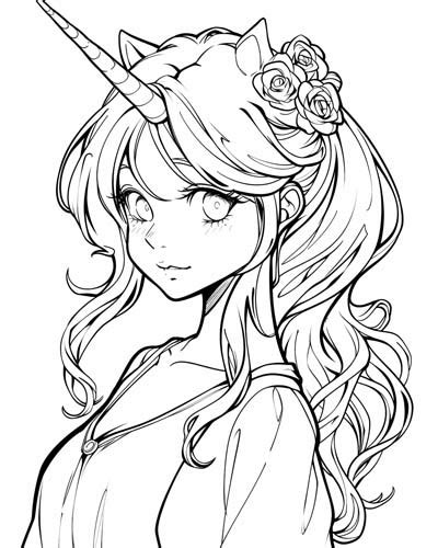 Coloring Girl Unicorn