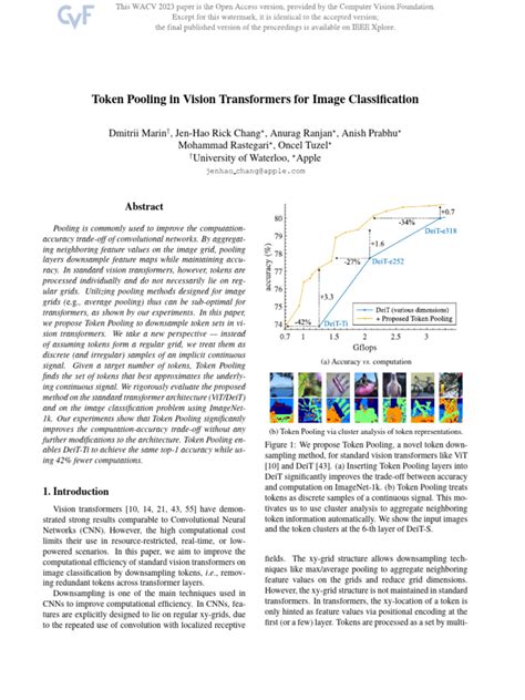 Marin Token Pooling In Vision Transformers For Image Classification