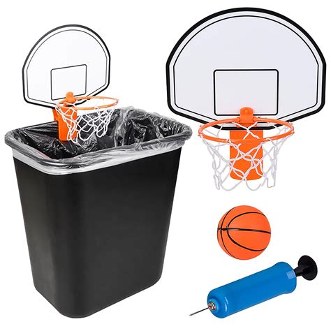 Artcreativity Trash Can Basketball Set Includes Clip On Hoop With Backboard Inflatable Ball