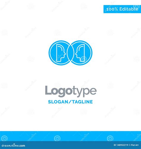 Coin Face Dual Duplicate Man Blue Solid Logo Template Place For Tagline Stock Vector