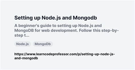 Setting Up Nodejs And Mongodb Learncodeprofessor