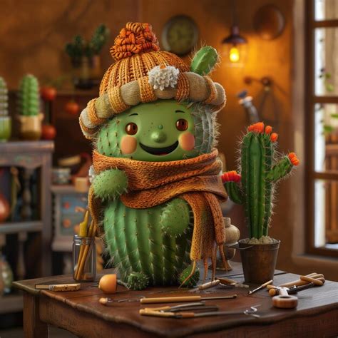 Premium Photo 3d Cute Cactus Charater
