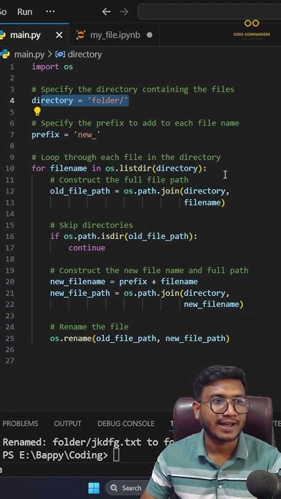 Automate File Renaming With Python Shorts Python Automation Youtube