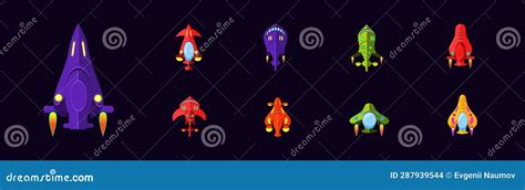 Ufo Spaceship Game Sprites Ufo Sprite Sheet Game Assets Vector Illustration