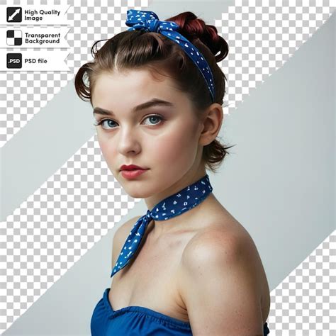 Premium Psd A Girl With A Blue Ribbon On Her Head