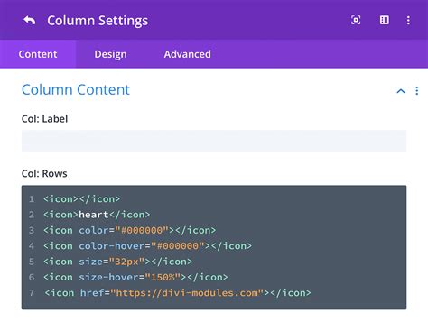 adding icons table content table maker docs divi modules