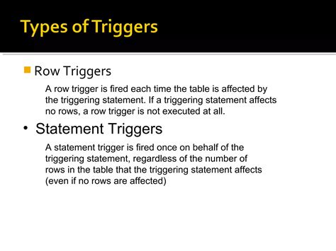 database triggers ppt databases computer software and applications