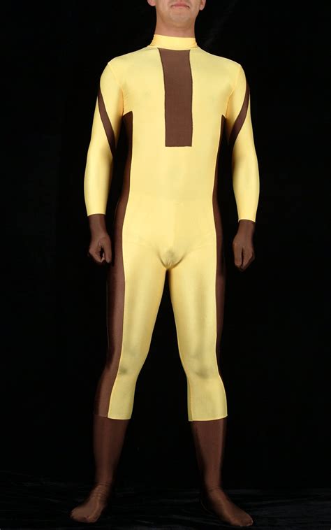 Yellow Brown Spandex Lycra Catsuit 3899 Superhero Costumes Online