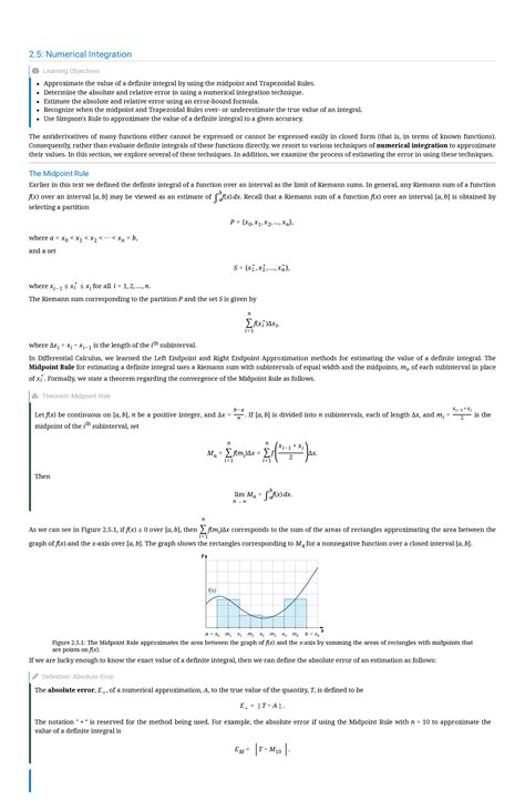 25 Numerical Integration Mathematics Libre Texts 2 Numerical Integration Approximate The