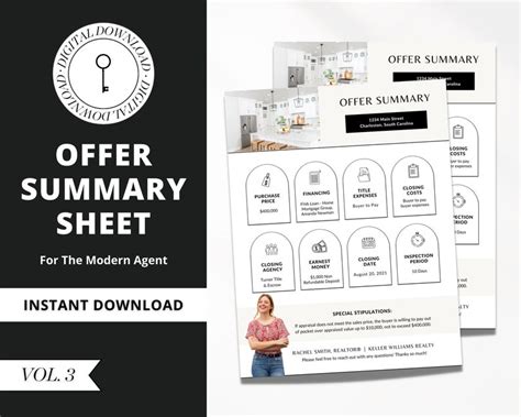 Offer Summary Cover Sheet Agent Marketing Material Etsy