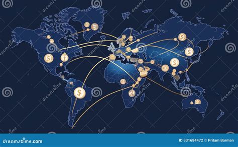 A Digital Illustration Of A Global Financial Network 4 Stock Illustration Illustration Of