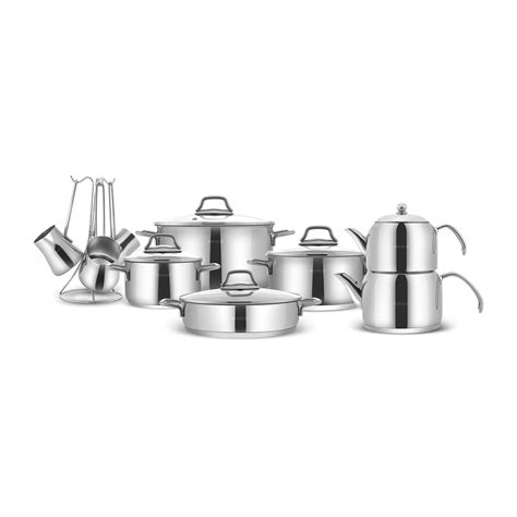 Karaca Belgrad 15 Piece Complete Stainless Steel Kitchen Cookware Set