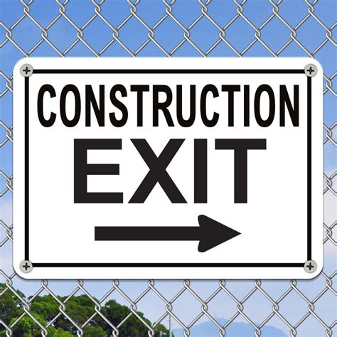 Construction Exit Sign With Right Arrow Save Instantly